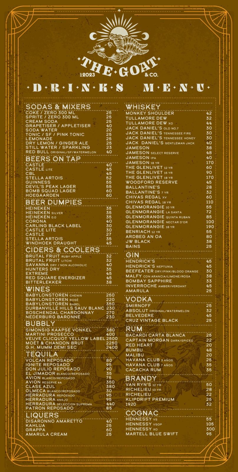 Menu – The Goat & Co